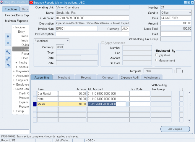 Entering A Basic Expense Report OracleUG